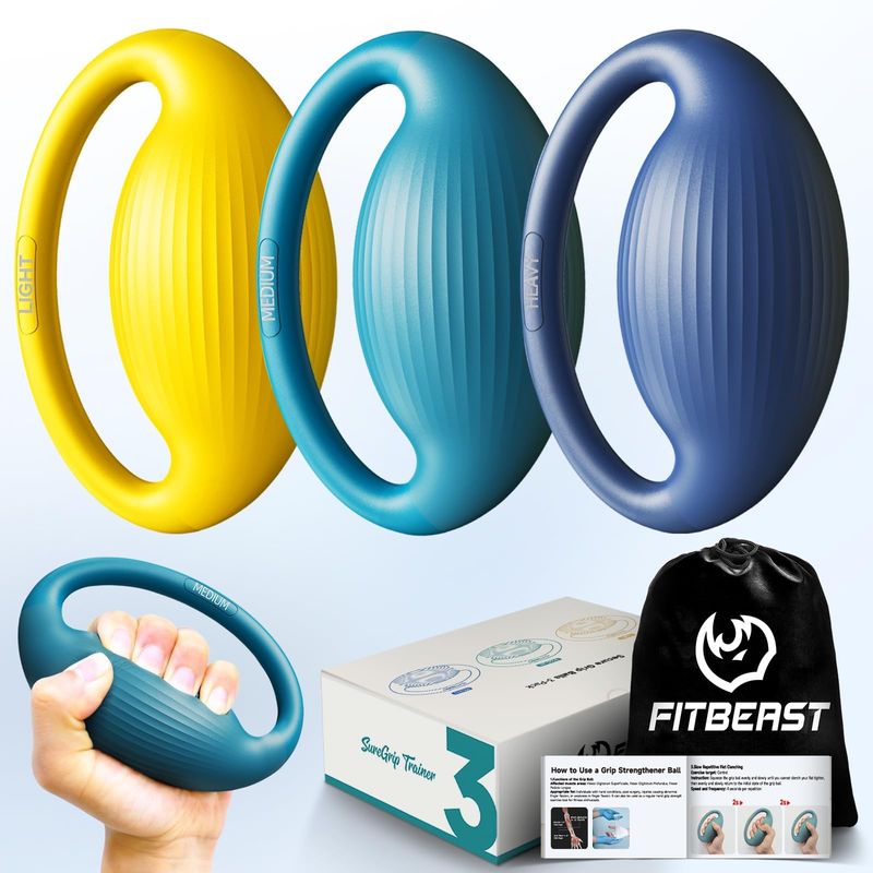 FitBeast Hand Exercise Balls - 3 Resistance Levels Stress Balls for ...