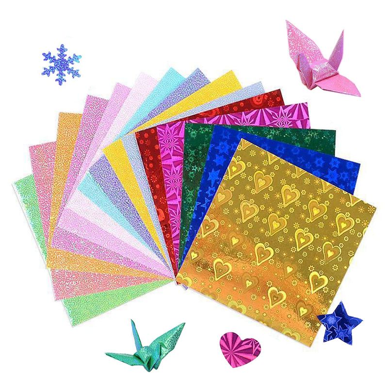 DFsucces Origami 100 Sheets Glitter Aurora Color Foil Origami Origami ...