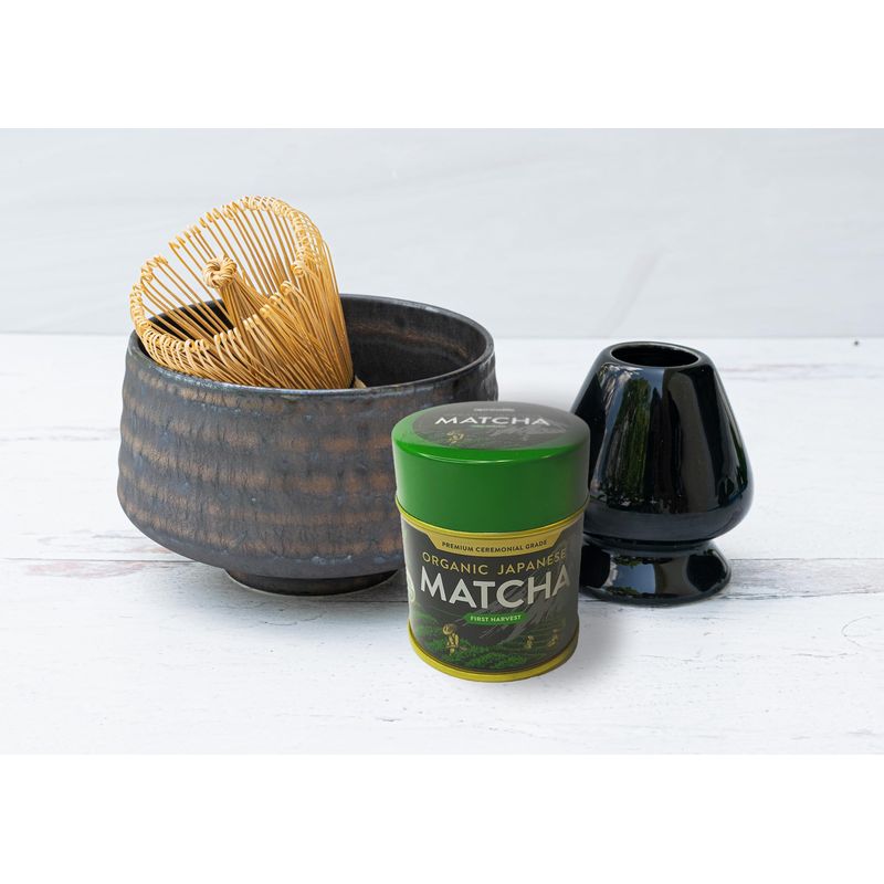 Golden Black Ceramic Matcha Set - Japanese Matcha Bowl, Ceremonial ...
