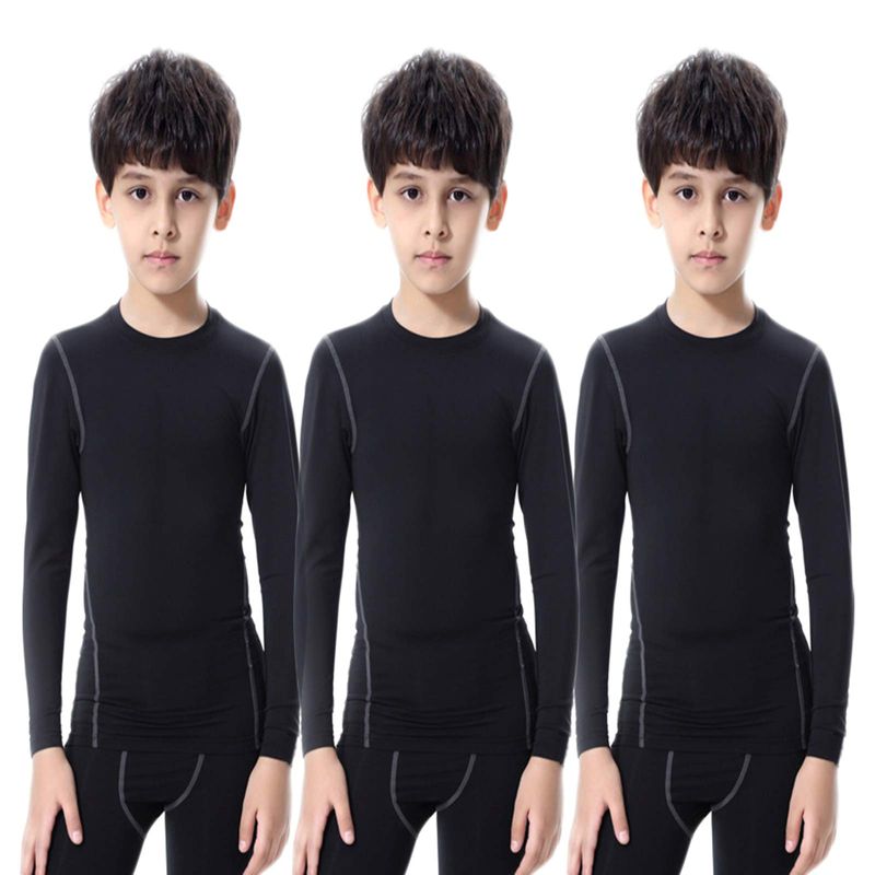 3 Pack Youth Boys Compression Shirt Baseball Undershirt Long Sleeve ...