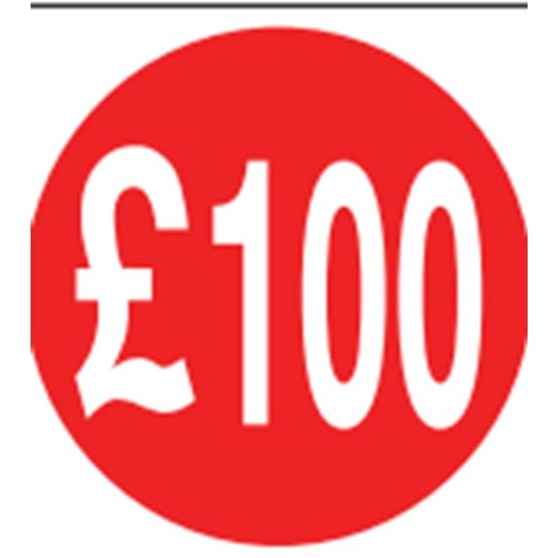 £100 RED Sign SELF Adhesive Stickers Sticky Labels Swing Labels for ...