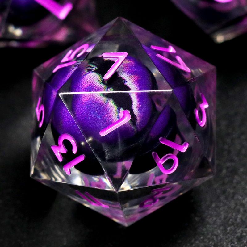 FONVGOGO Sharp Edge Resin Dice Set, Liquid Core DND Dice, Dragon Eye ...