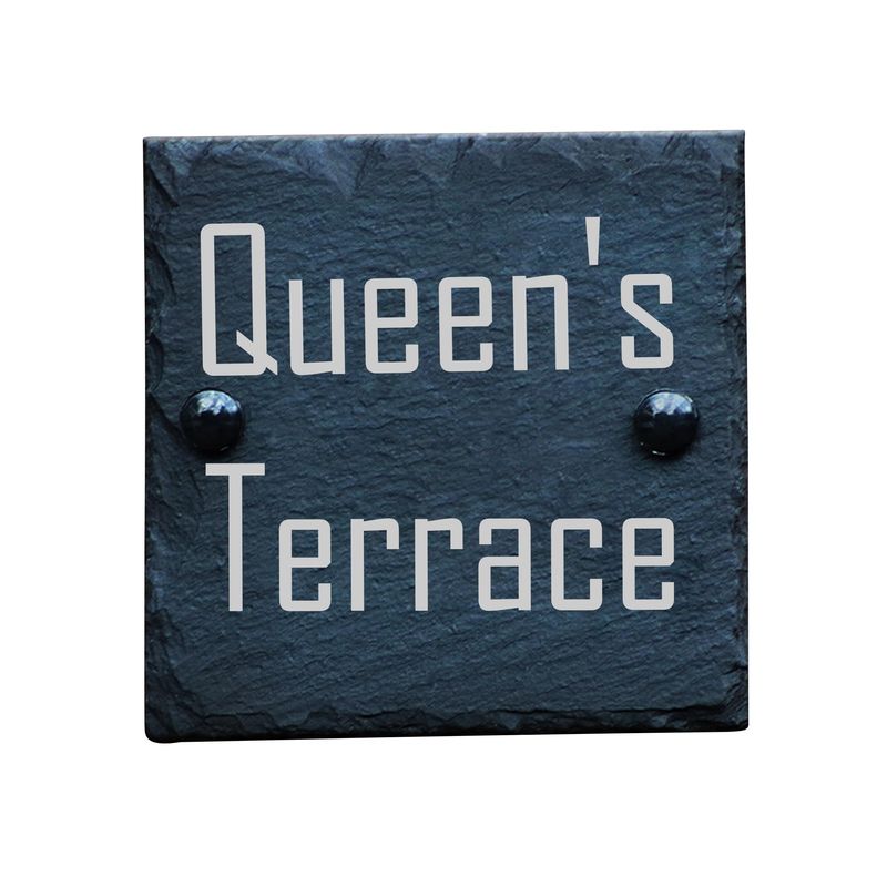 Personalised Slate House Signs, Custom Door Number Plaque, Rustic Black ...