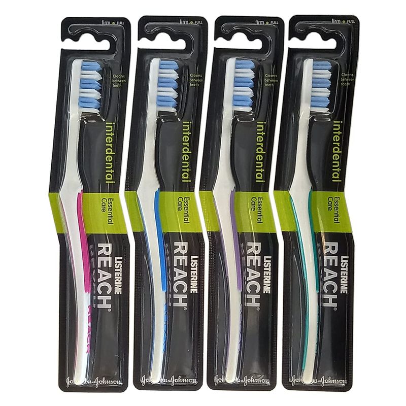 REACH Essential Care Interdental Firm Toothbrush, Single Pack x 4, Full ...