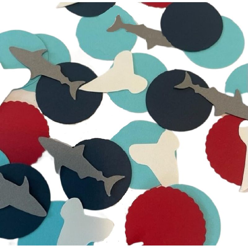 Shark Shark Tooth Table Confetti 100 pieces Grey White Blue Birthday ...