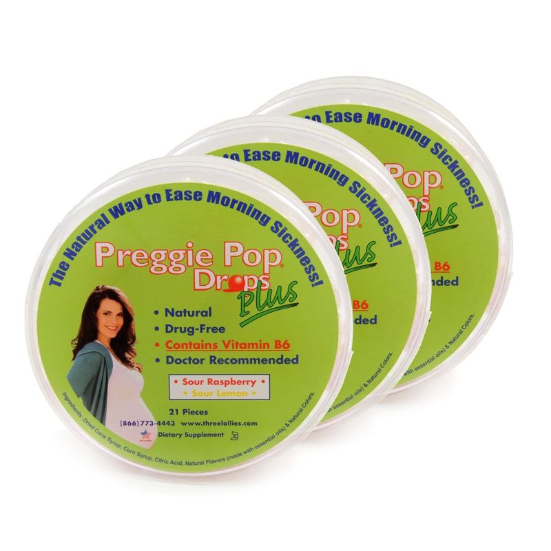Three Lollies Preggie Pop Drops Plus with B6 Capsules, Sour Raspberry ...