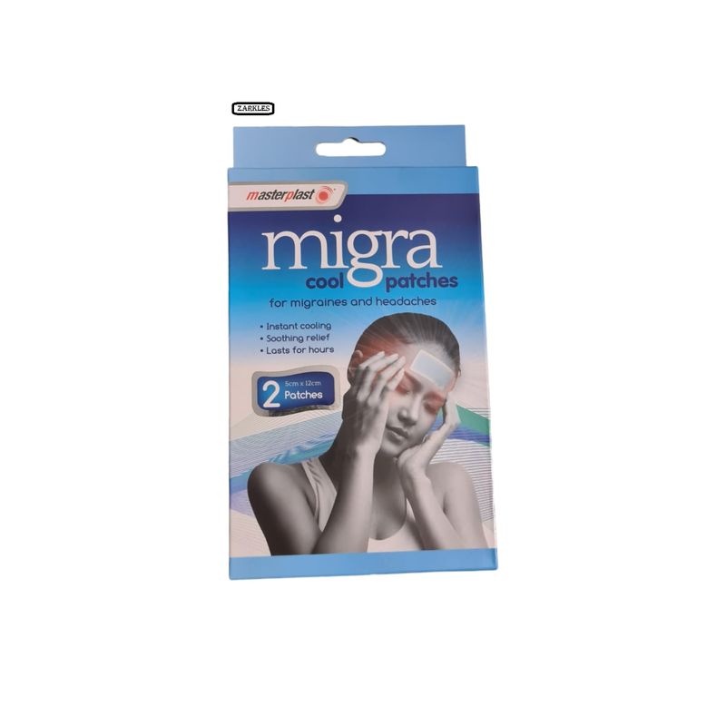 Zarkles Masterplast Migra Cool Patches x 2 (5cm x 12 cm) for Migraines ...