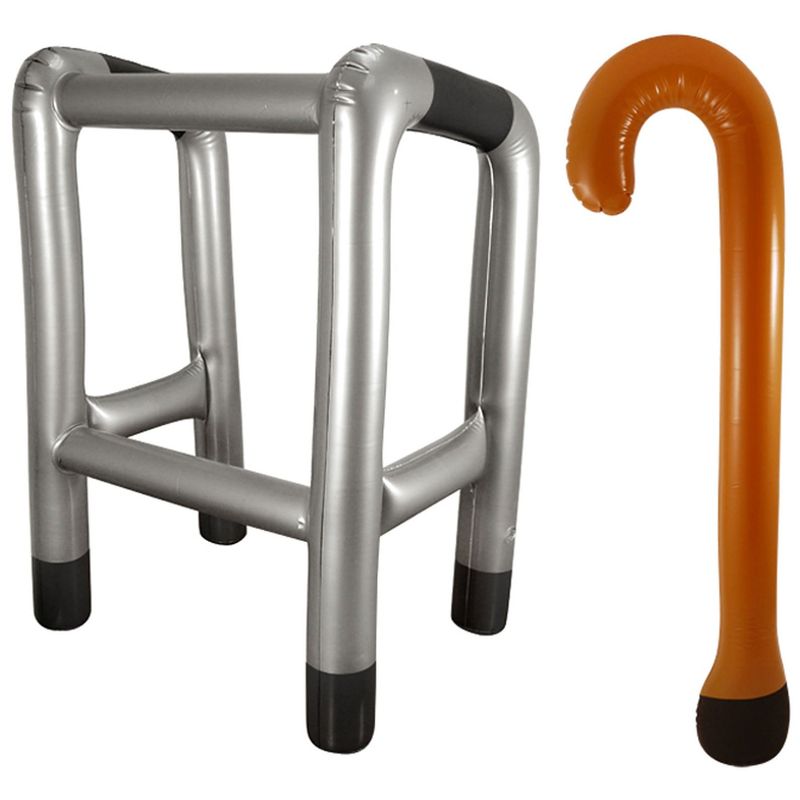 Henbrandt Inflatable Zimmer Frame and Walking Stick Set. Great Fun ...