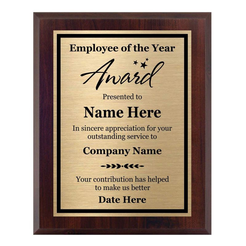 Employee of the Year Award Plaque 8x10 - Personalized Wood Board with ...