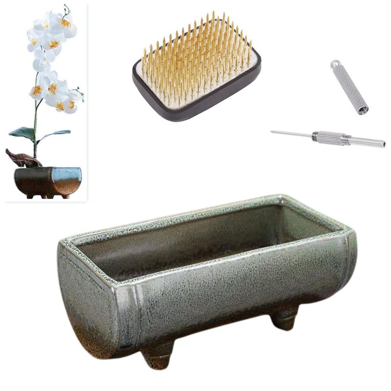 Japanese Flower Frog Ikebana Vase Kit, Ceramics Flower Container (6.7 ...