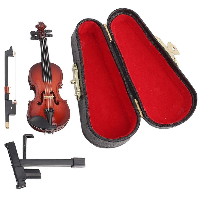 Wooden Miniature Cello with Stand,Bow and Case Mini Musical Instrument ...