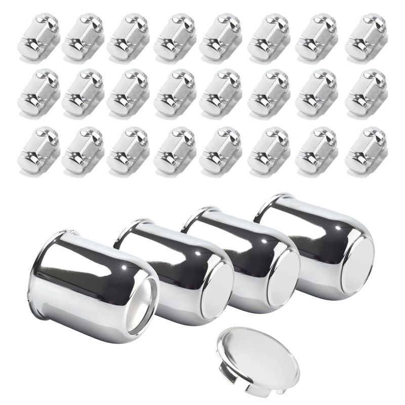 4-Pack Trailer Push Through Center Caps and Trailer Wheel Lug Sets - 3 ...