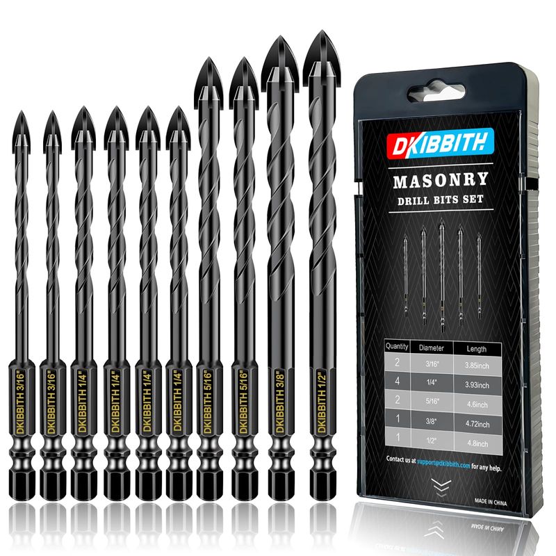 Masonry Concrete Drill Bit Set for Tile, Brick, Glass, Plastic and Wood ...