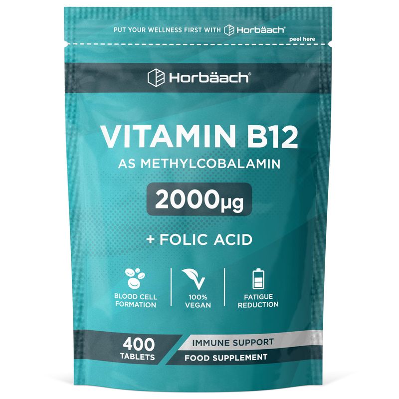 Vitamin B12 Tablets High Strength 2000mcg with Folic Acid | 400 Count ...