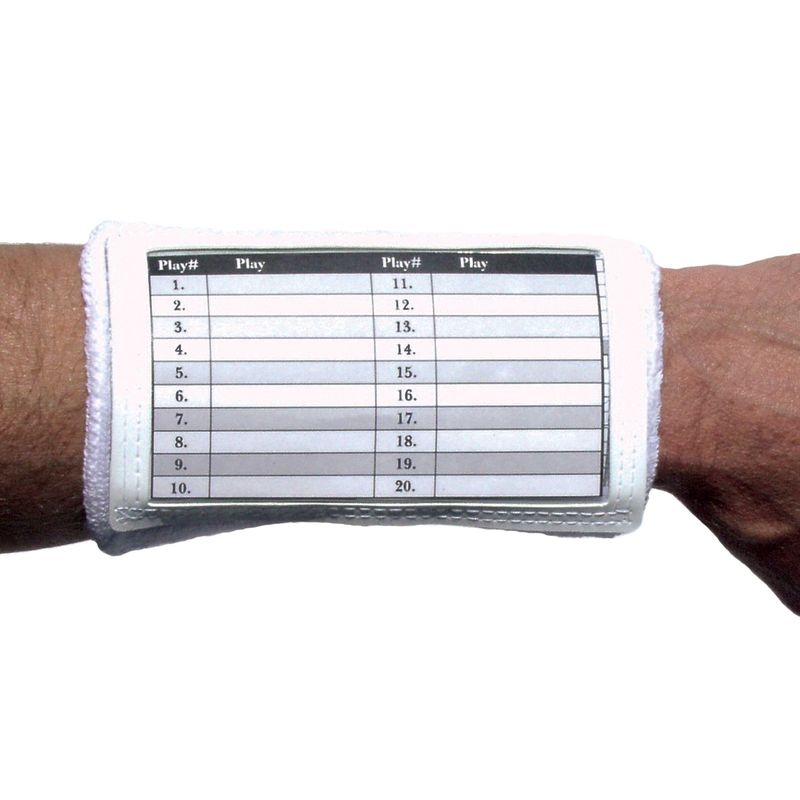 Unique Sports Triple Window Wrist Coach Football Playbook Band, White ...