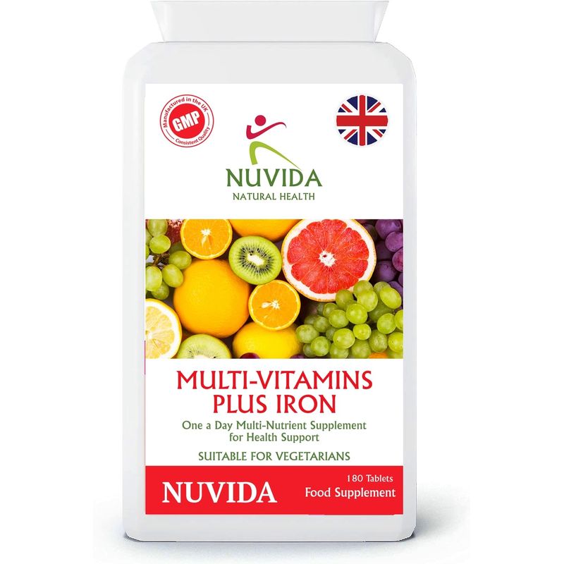 Nuvida Multivitamin Tablets with Iron - High Strength Multivitamins for ...