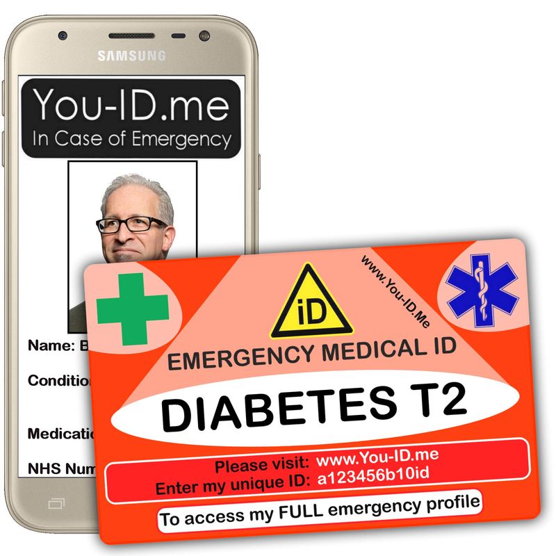 Type 2 Diabetes Medical Alert Card, Emergency Medic ID Card, Customized ...