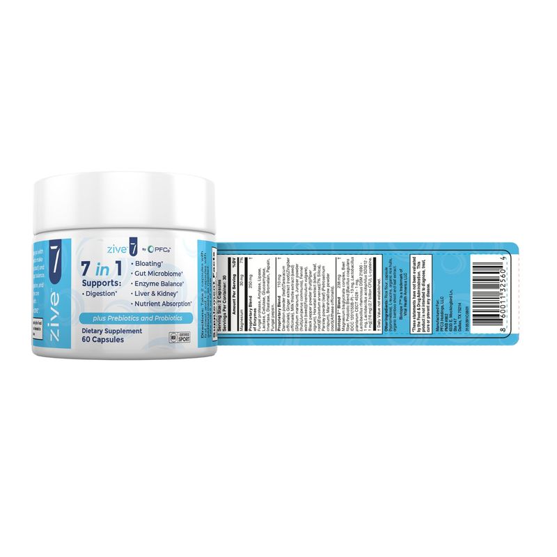 ZIVE 7 | Digestive Support Formula | 60 Capsules | Probiotic, Fiber ...