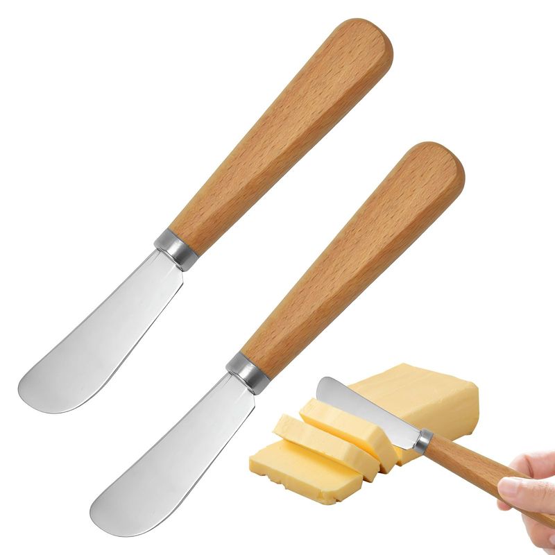 2PCS Butter Knife Set,Butter Knives with Wood Handle,Durable Stainless ...
