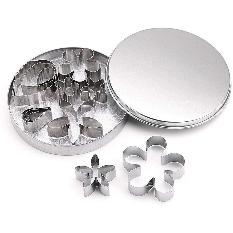 Selecto Bake 12 Pieces Spring Mini Cookie Cutters Leaf Rose Petal Teardrop Flower Shapes Metal ...