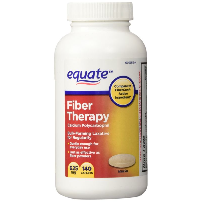 Equate Fiber Laxative Fiber Therapy For Regularity Caplets, 140-Count ...