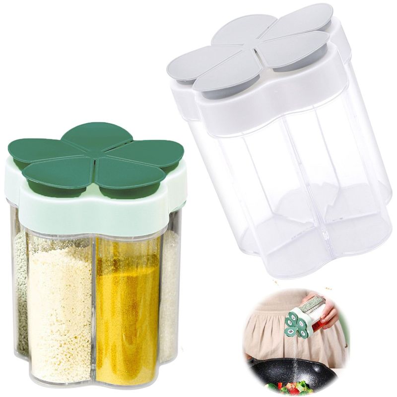 2 Pcs 5 in 1 Spice Containers, Multi-Spice Dispenser, Portable Travel ...