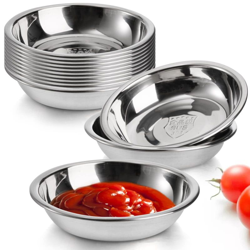 Fasmov 12 Pack 3.75 inches 18/8 Stainless Steel Sauce Bowl Round ...