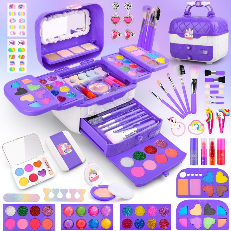 80 in 1 Kids Makeup Kit for Girls, Washable Kids Makeup Sets Girls Toys ...