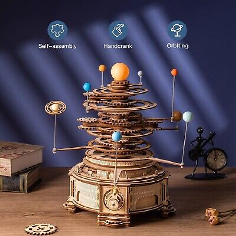 ROKR Solar System Rotatable Orrery 3D Wooden Puzzle DIY Assembly Kits ...