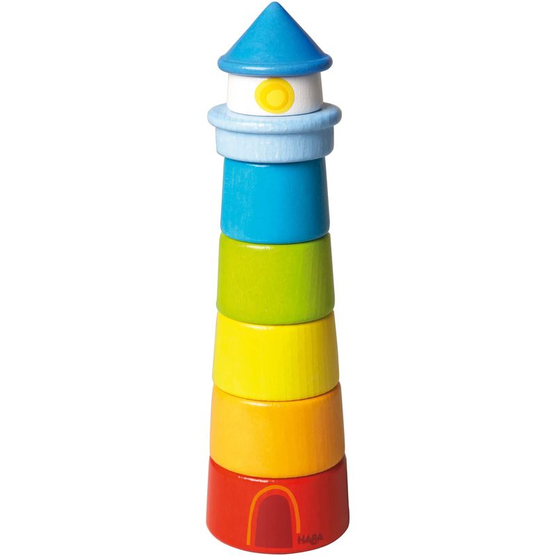 HABA Lighthouse Wooden Rainbow Stacker - 8 Piece Set (Made in Germany ...