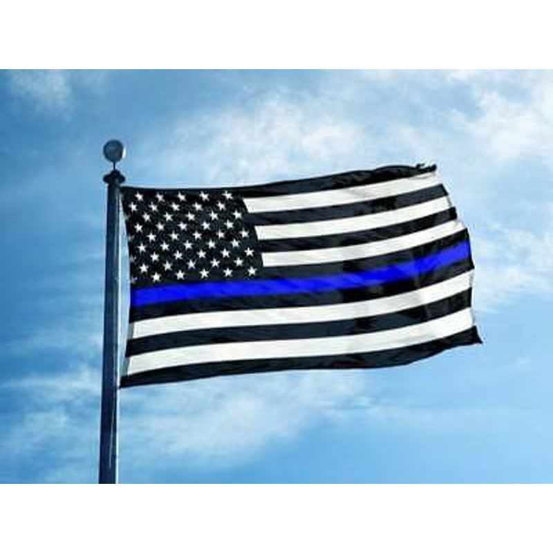 THIN BLUE LINE FLAG SUPPORT LAW ENFORCEMENT AMERICAN FLAG BLUE STRIPE ...