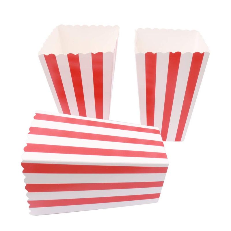 kuou 50 Pcs Popcorn Bags, Small Popcorn Cartons Striped Paper Popcorn ...