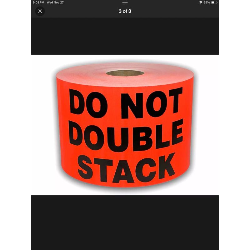 Do Not Double Stack 8” X 10” Jumbo Pallet Protector Stickers Bright ...