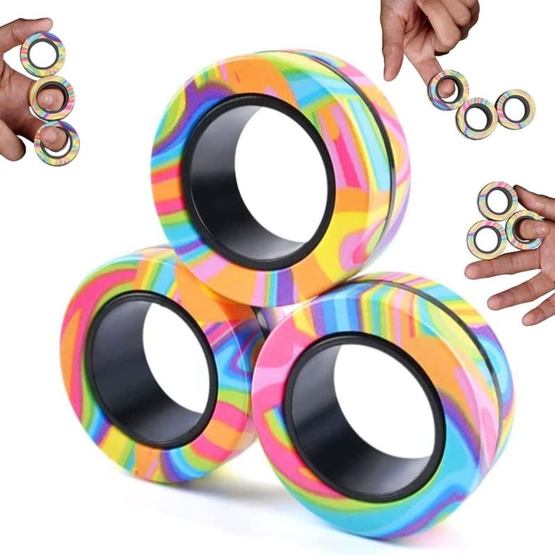 Magnetic Rings Fidget Toys, Anti-Stress Fidget Toys, ADHD Magic Finger ...