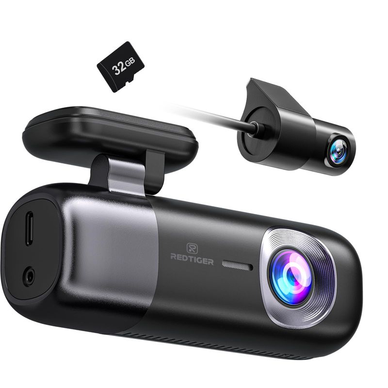 REDTIGER Dash Camera, Front & Rear Camera, 4K + 360 Degree Rotation ...