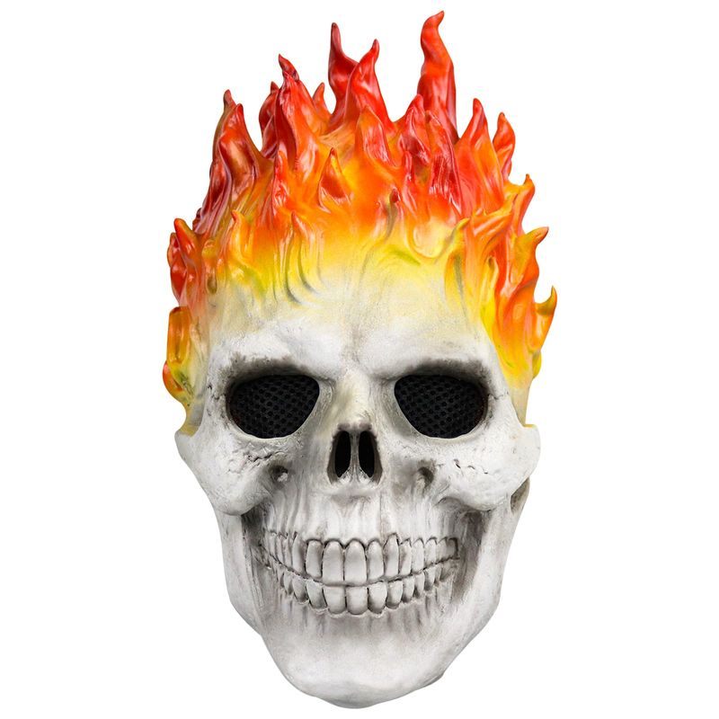Applysu Halloween Ghost Rider Skeleton Mask Flame Skull Mask Scary ...