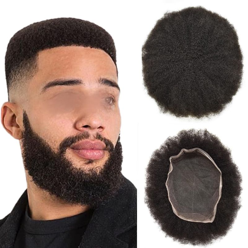 Hair Wonders Afro Toupee for Black Men Weave Breathable Full Lace Afro ...