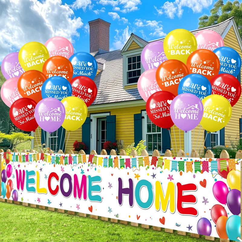 Welcome Home Decorations Colorful Welcome Home Banner and Balloons ...