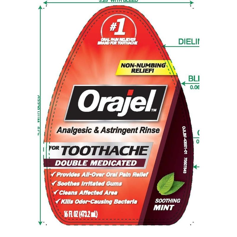 Orajel Soothing Mint Double Medicated Analgesic & Astringent Rinse for ...