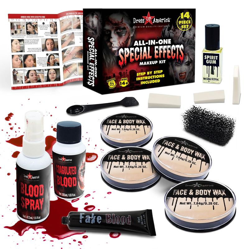 Dress Up America Halloween Makeup Kit - Face and Body Wax, Latex and ...