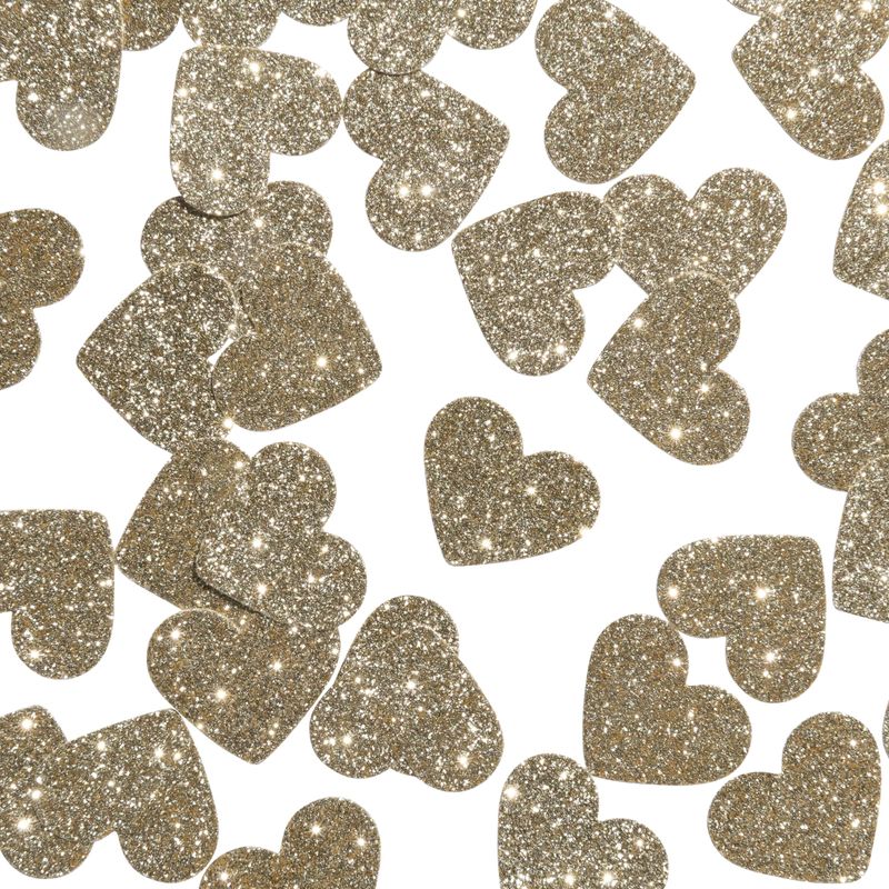 50 x Glitter Gold Hearts table scatter, confetti, valentines day ...