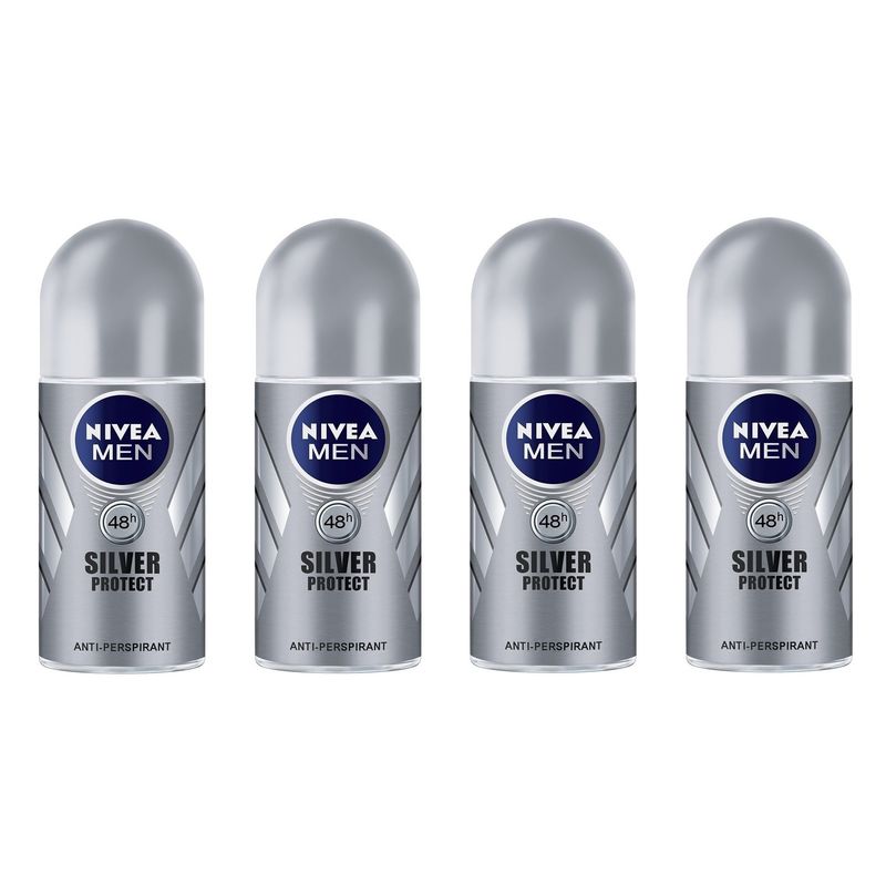 (Pack of 4) Nivea Silver Protect Anti-perspirant Deodorant Roll On for ...