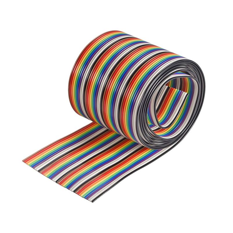 uxcell Flat Ribbon Cable Skew IDC Rainbow Wire Flat Ribbon Cable 40P 1.27mm Pitch 1m Length ...