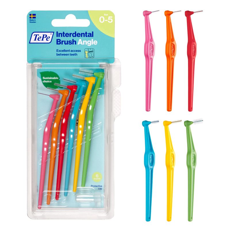 TePe Angle Interdental Brushes Mixed Pack - Samples of Every Size, easy ...