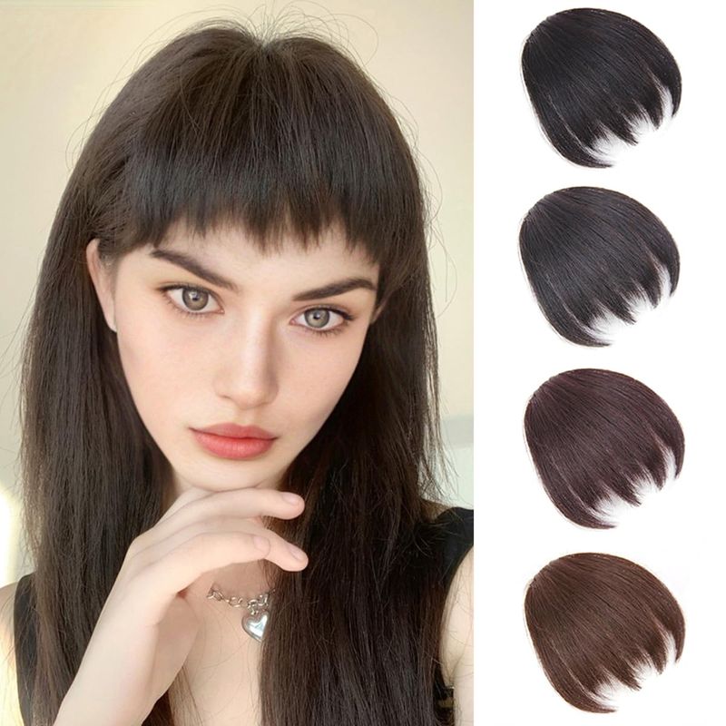 VAVANGA French Thick Bangs Clip in, Irregular Shape Wispy Hair Bangs ...