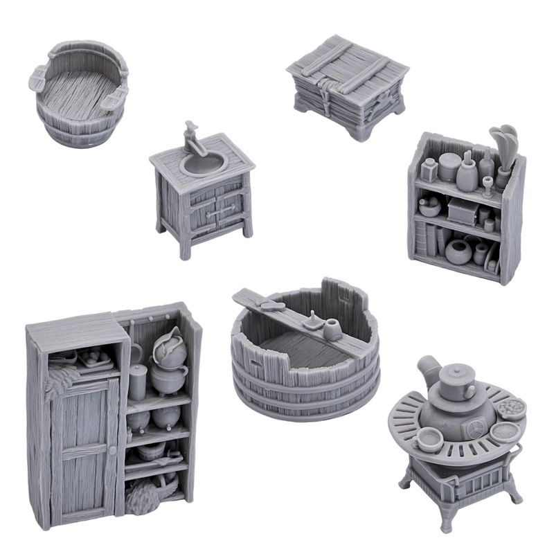 28mm Rustic Wooden Furnishings Scatter Terrain Miniatures Terrain ...