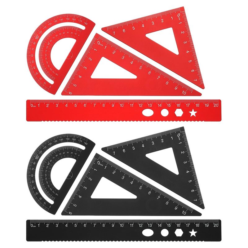 PATIKIL Triangular Ruler Set, 20cm Aluminum Metric Ruler, 45°60 ...