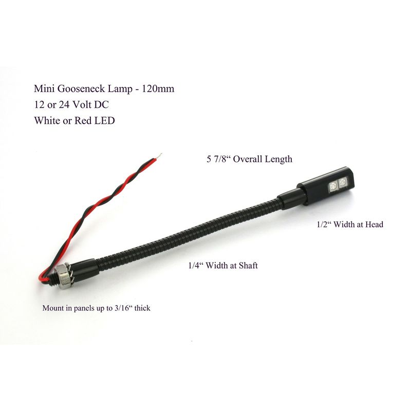 Mini Gooseneck LED Lamp - 12VDC, White LEDs - Marine Auto Chart & Map ...
