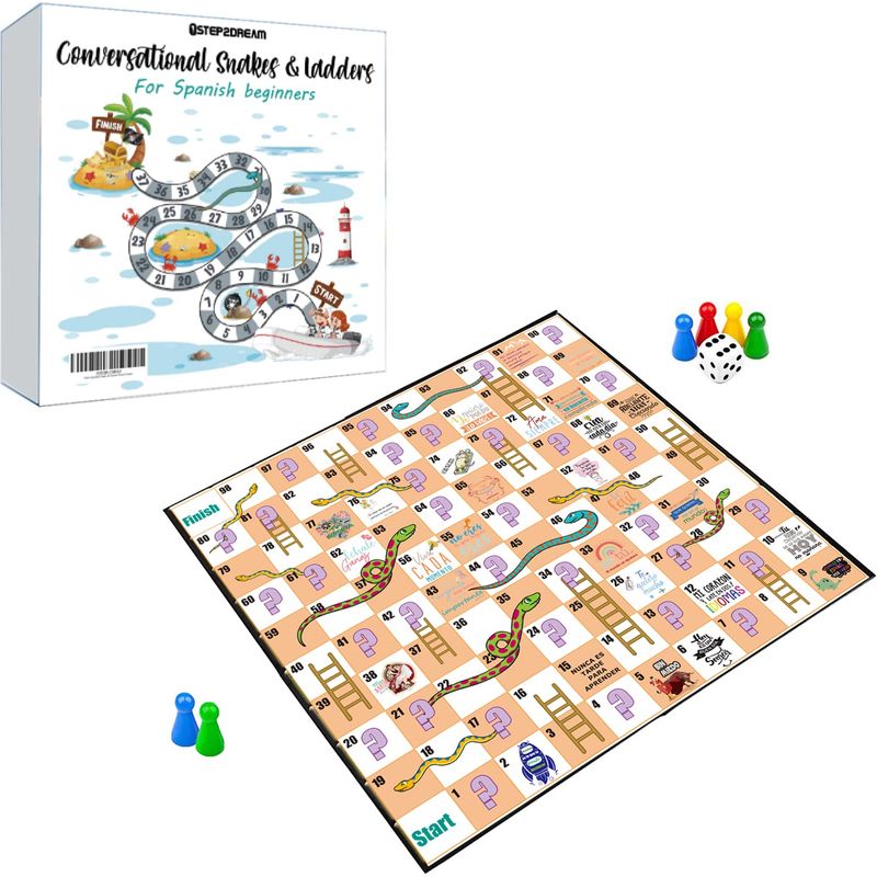 1step2dream Spanish Conversational Snakes&Ladders Board Game | Spanish ...