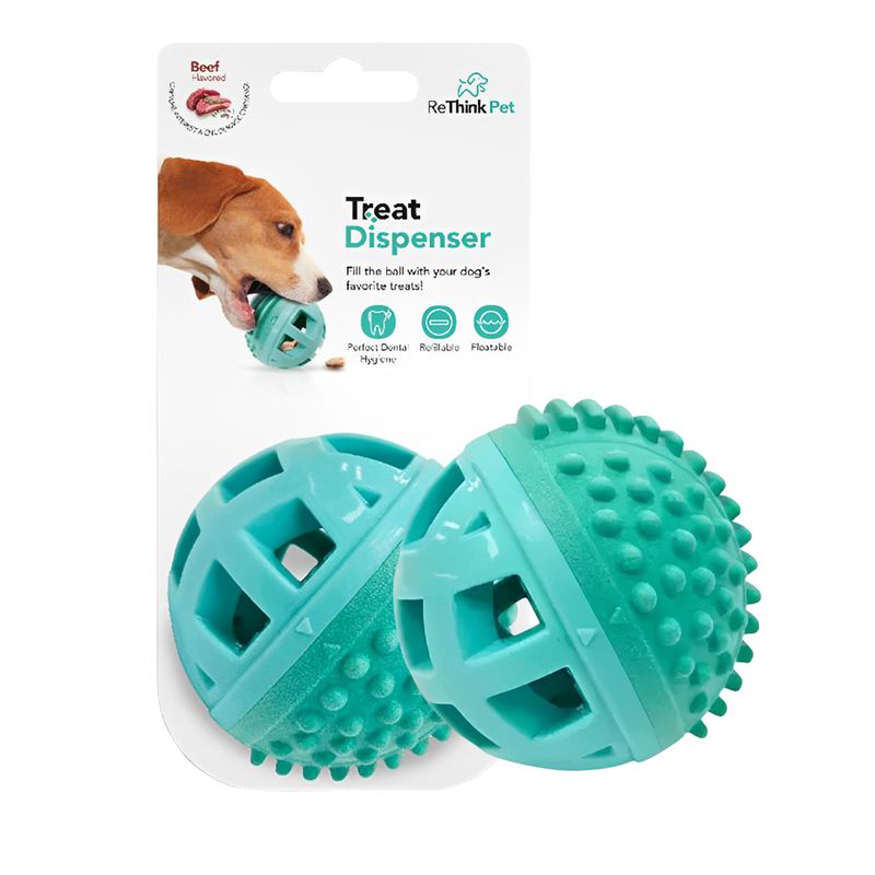 ReThink Pet Treat Dispenser Ball Toy, Beef Flavored Interactive Treat ...